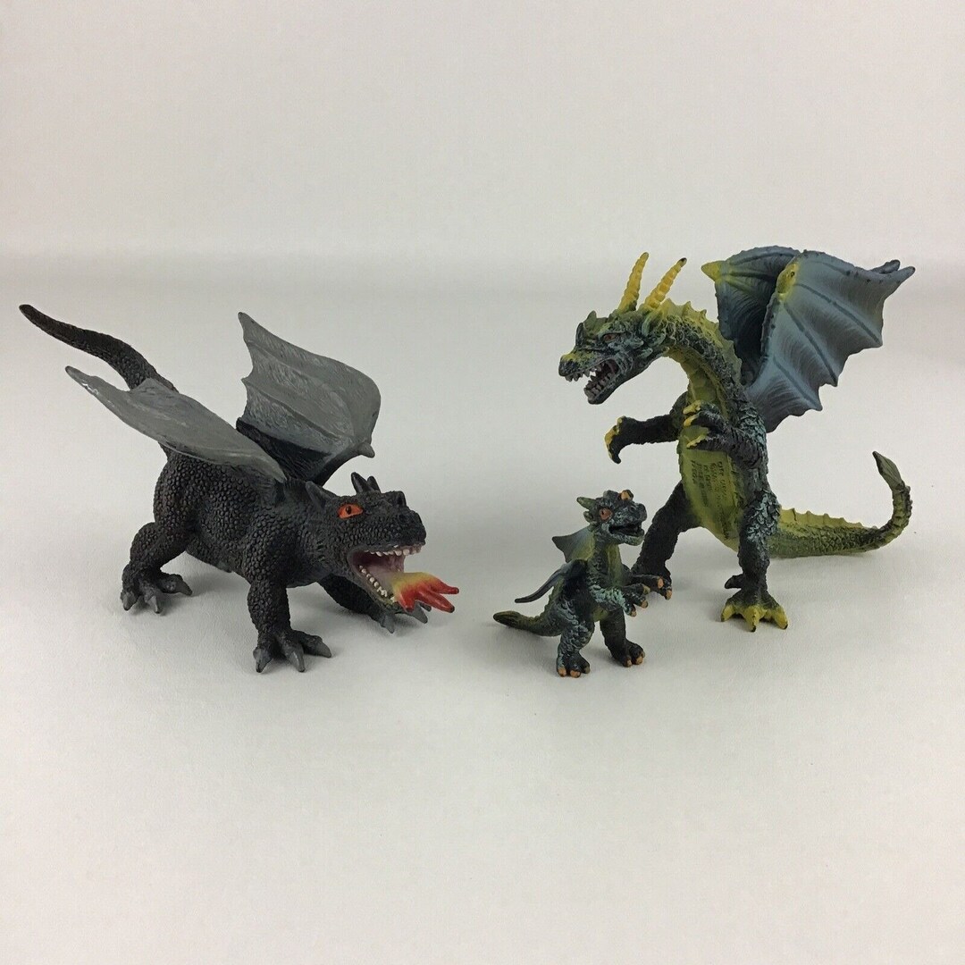 Toy Major Mythical Creatures Fireball Dragon Dark Dragon Figures 3pc ...