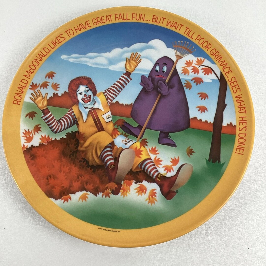 Ronald Mcdonald Seasonal Plate Grimace Fall Leaves Harvest Child ...