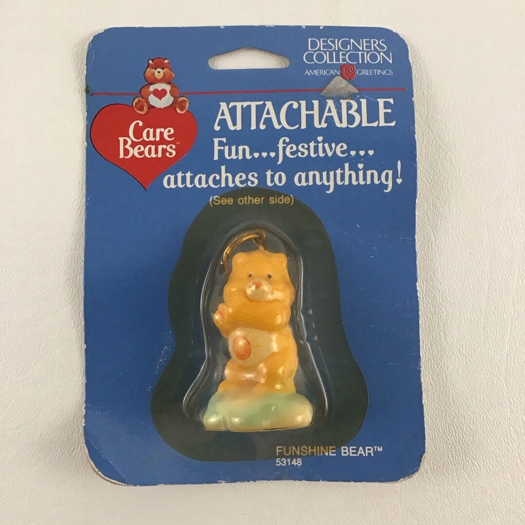 Care Bears Funshine Attachable Key Ring Zipper Vintage 1985 American ...