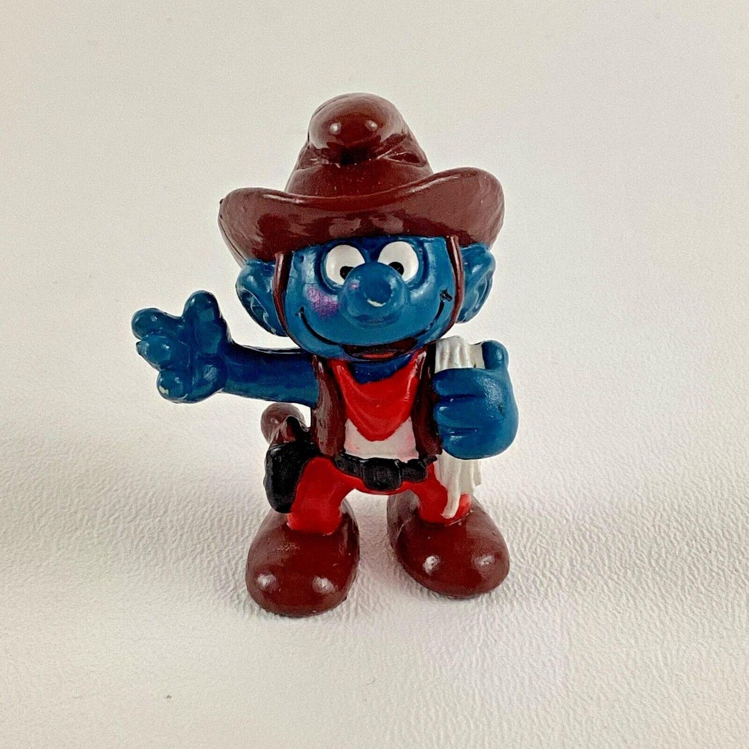 Schleich the Smurfs Cowboy Western PVC Collectible Figure Vintage Peyo ...