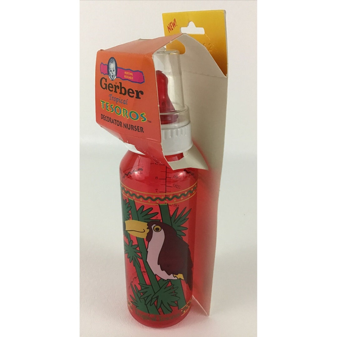 Vintage Baby Bottle Gerber Decorator Nurser 9oz Tropical Tesoro’s ...