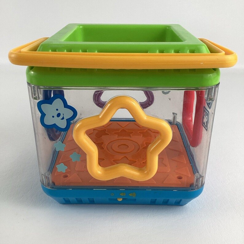 Fisher Price Peek A Blocks Shape Sorter Activity Cube Toddler Vintage ...