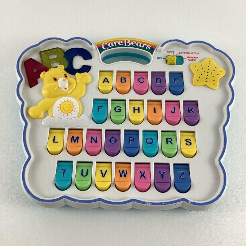 Care Bears Electronic Learning Toy ABC Letter Match Memory Game Vintage ...
