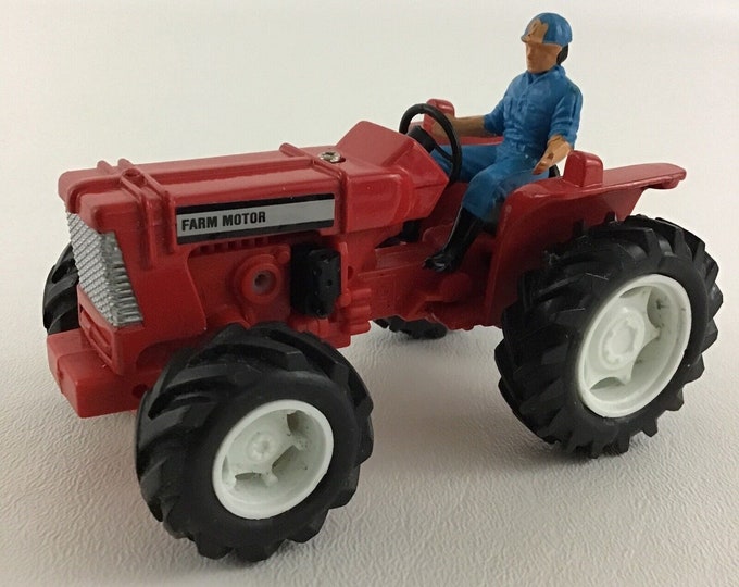 New Ray Diecast Farm Motor Red Tractor Friction Powered Farming Driver ...
