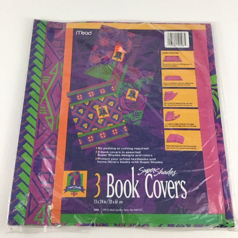 Super Shades Book Covers School Supplies Colorful Designs Vintage 1992 ...
