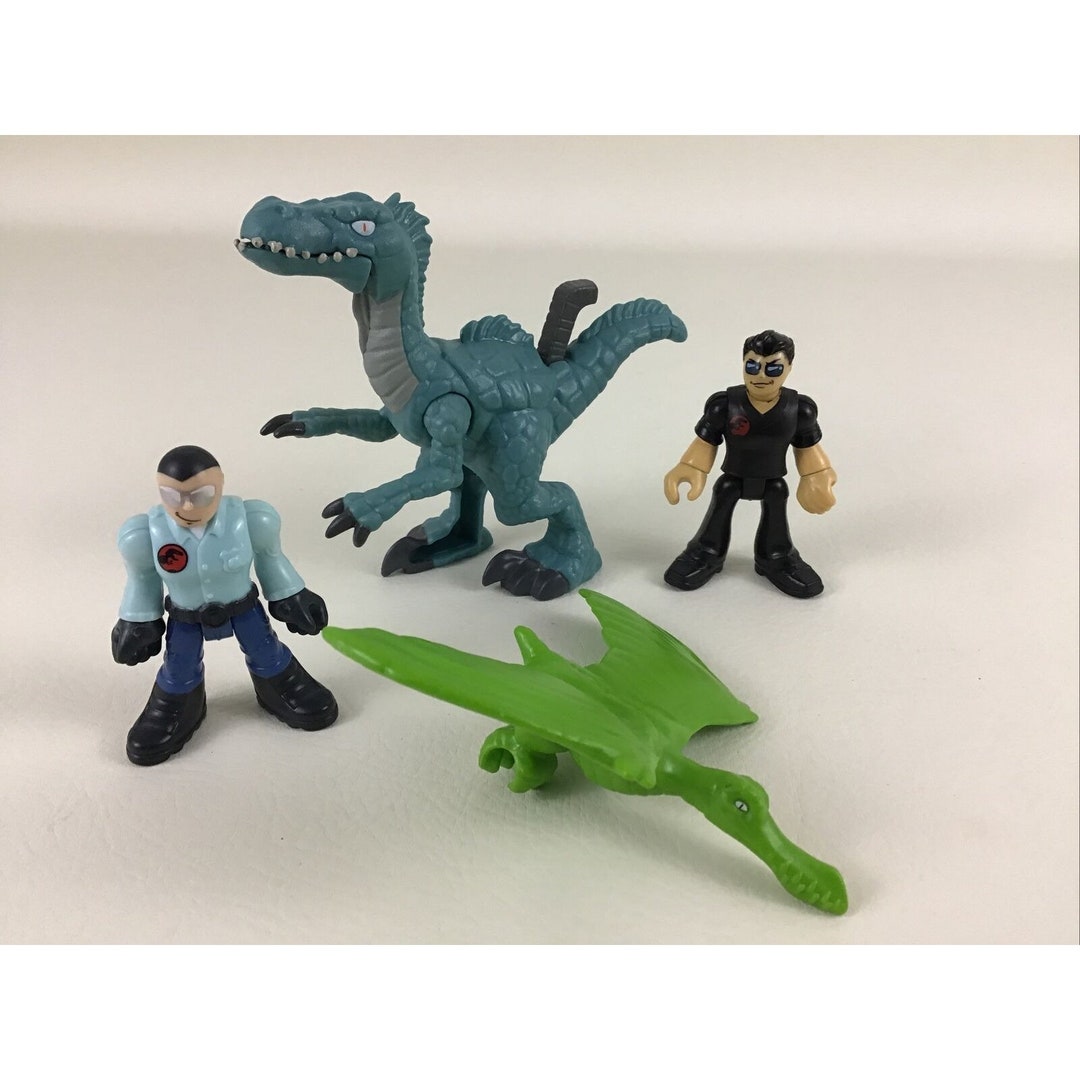 Imaginext Raptor Dinosaur Chomping With Figures Jurassic World Park 4pc ...