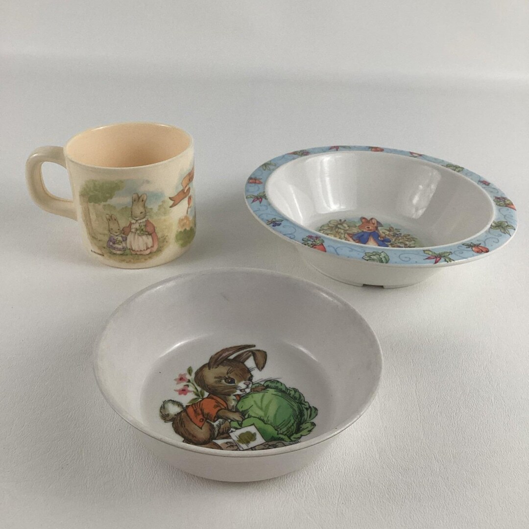 Beatrix Potter Peter Rabbit Child Dinnerware Cereal Bowl Cup Bunny ...