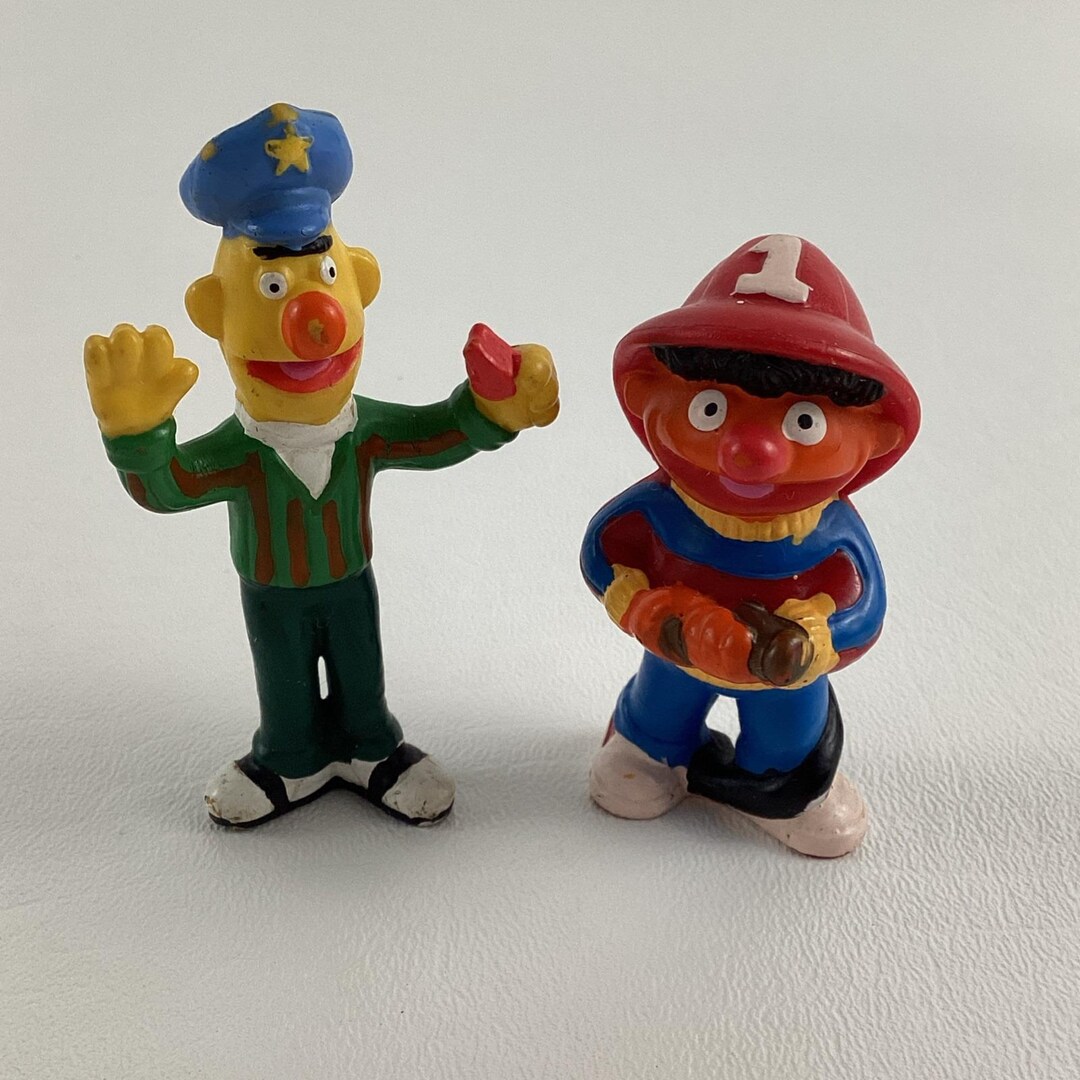 Sesame Street Fireman Ernie Policeman Bert 3" Figures Muppets Vintage ...