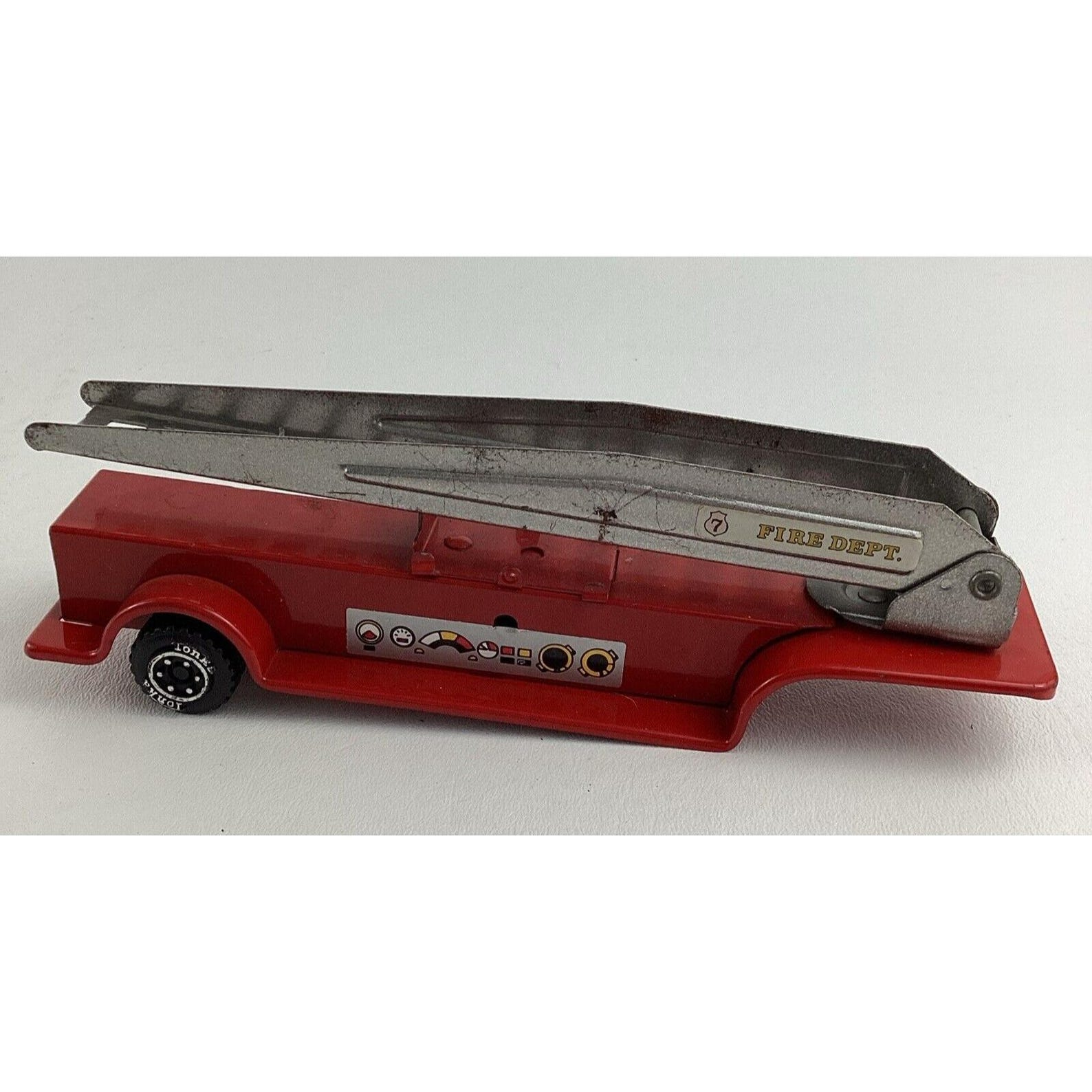 Vintage Tonka Fire Department Hook Ladder Firetruck 8" Trailer Metal ...