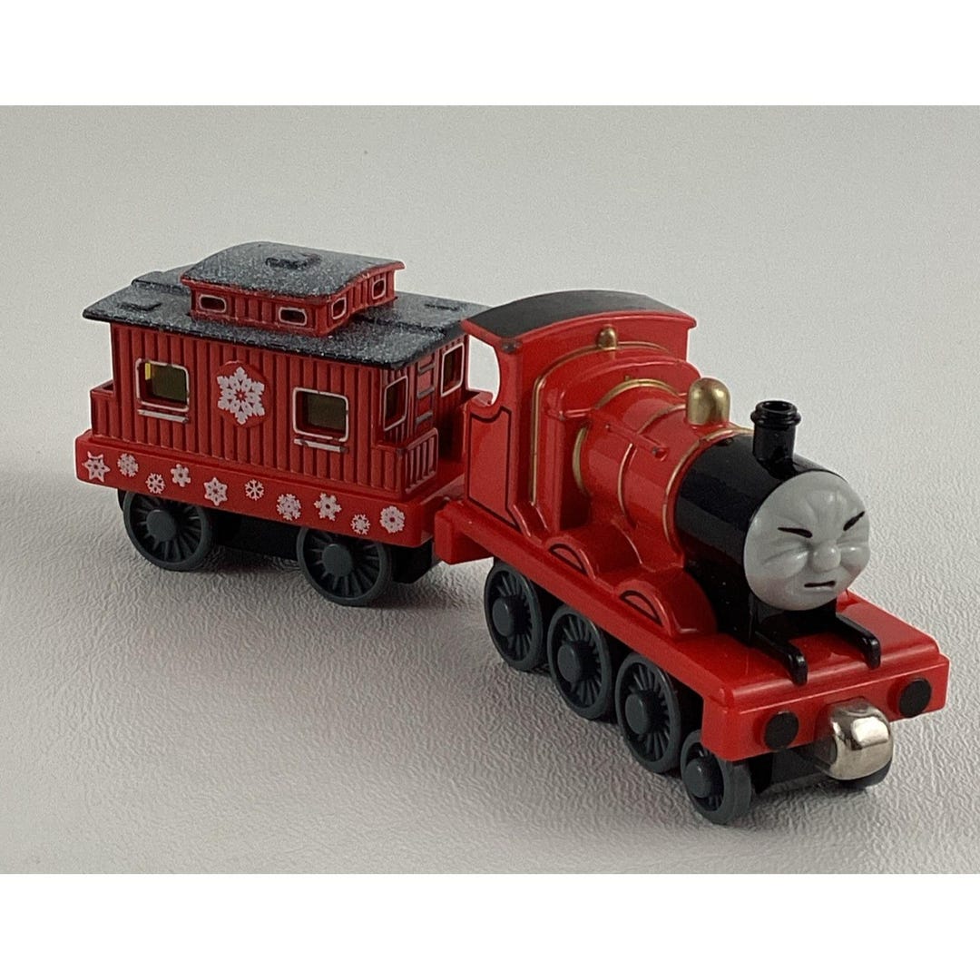 Thomas Tank Engine Scared Face James Snowflake Caboose Take Along Train ...