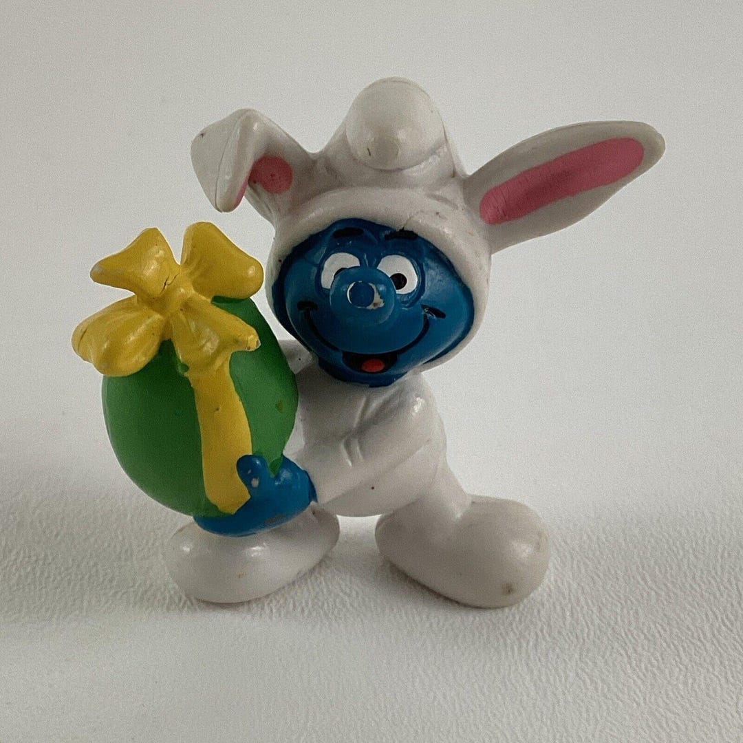 Schleich the Smurfs Easter Bunny PVC Collectible Figure Vintage Peyo ...