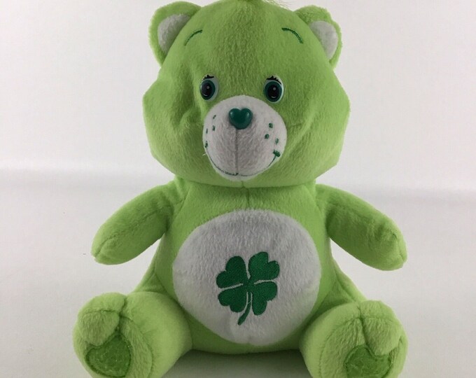 Care Bears Good Luck Bear 10" Plush Stuffed Toy 4 Leaf Clover Vintage ...