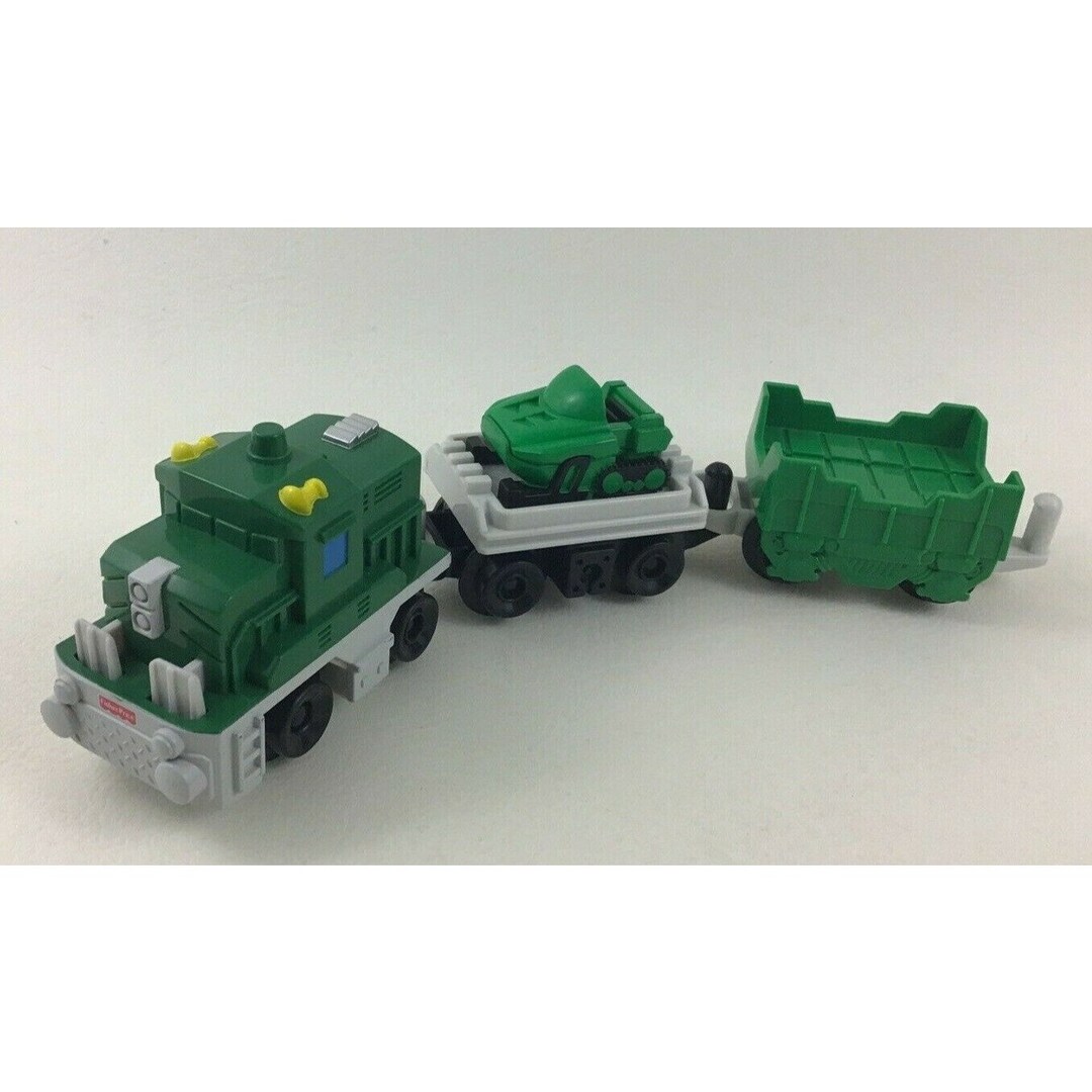 Geotrax Push Train Green Snow Mobile 3pc Lot Vehicles Toys Fisher Price ...