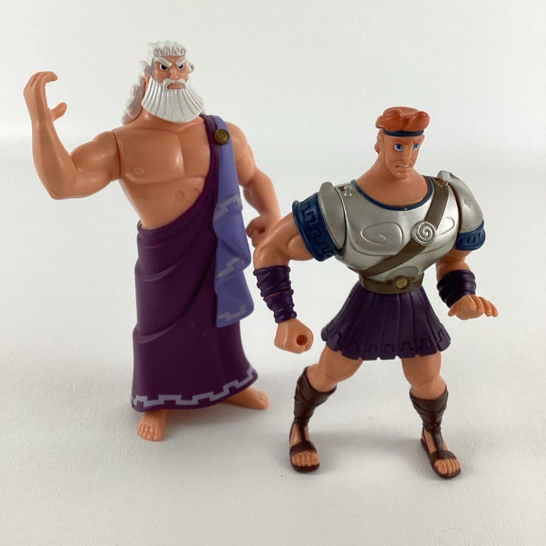 Disney Hercules 6" Action Figures Lightning Bolt Zeus Vintage 90s Toy ...
