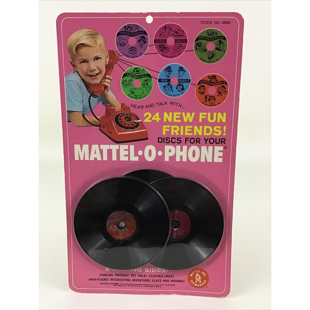 Mattel-o-phone Discs Vintage 1967 Toy Telephone 6 Talking Sides New ...