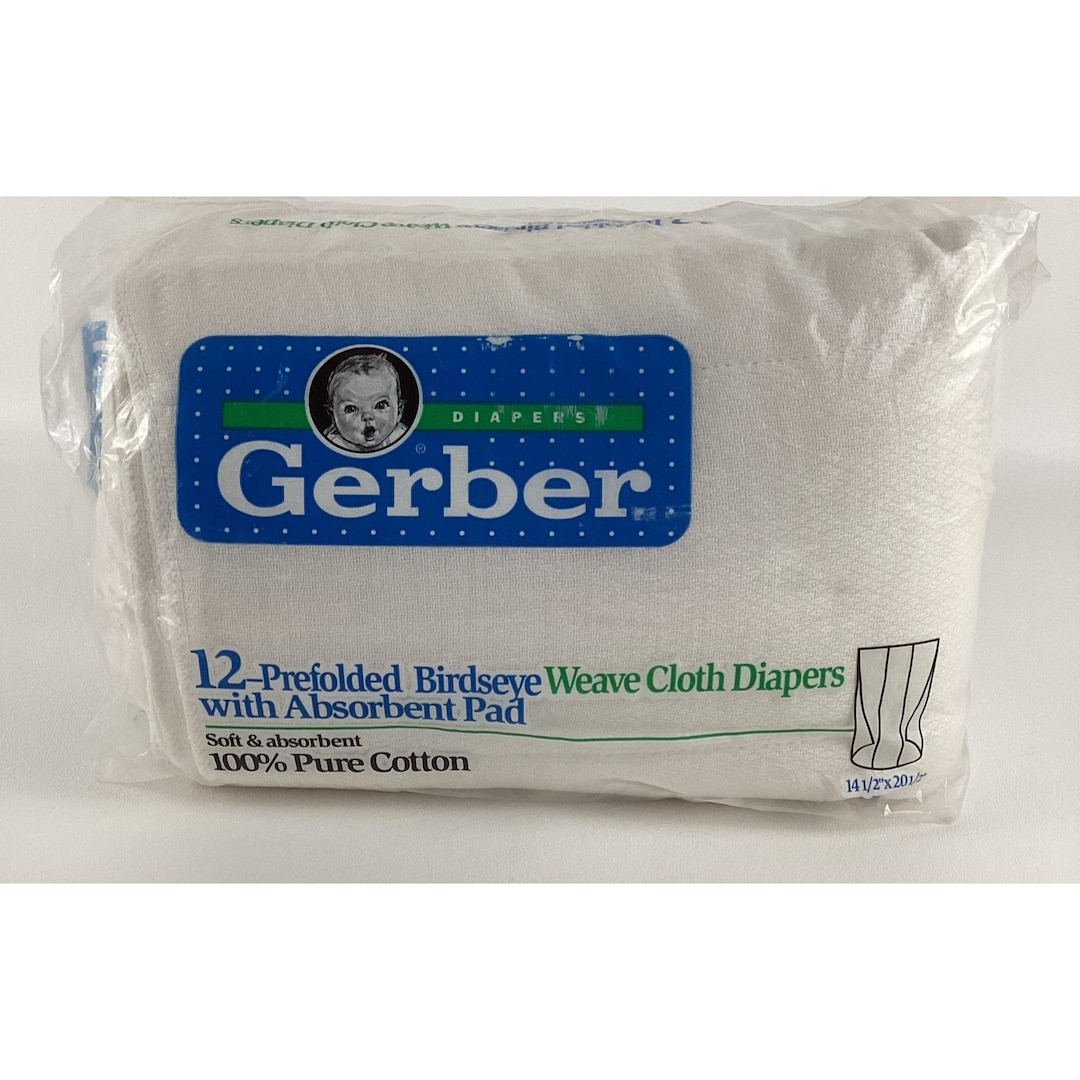 Gerber Baby Diapers 12 Prefolded Birdseye Weave Cloth Absorbent Pad ...
