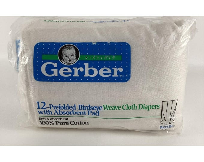Gerber Baby Diapers 12 Prefolded Birdseye Weave Cloth Absorbent Pad ...