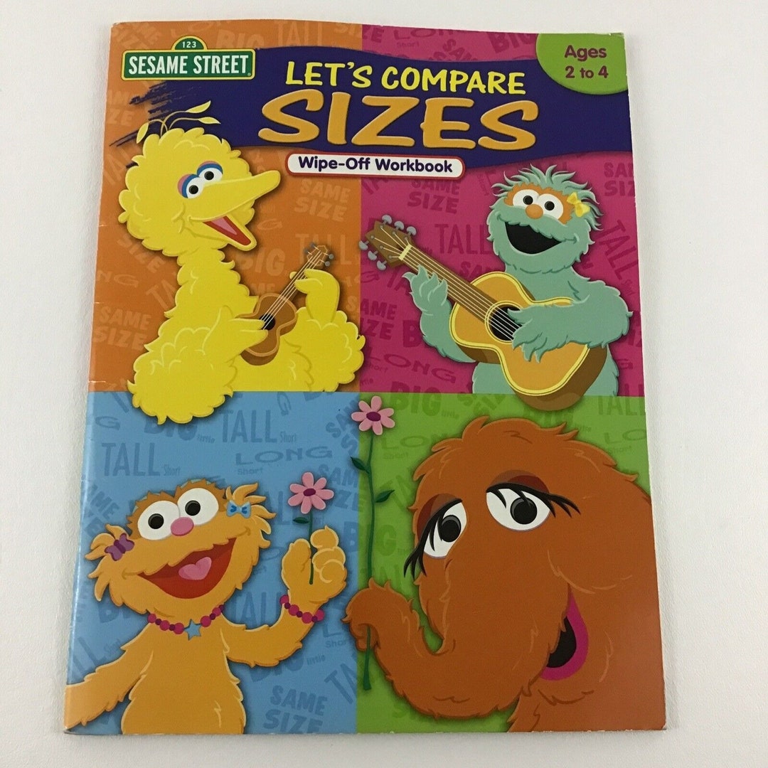Sesame Street Let's Compare Sizes Wipe off Workbook 2004 Learning ...