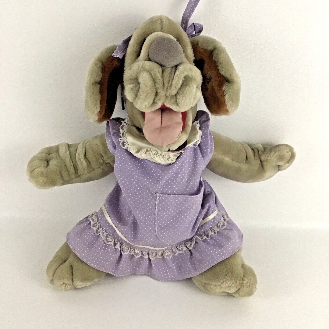 Wrinkles Dog Plush Stuffed Animal Hand Puppet 16" Toy Vintage 1991 90s ...
