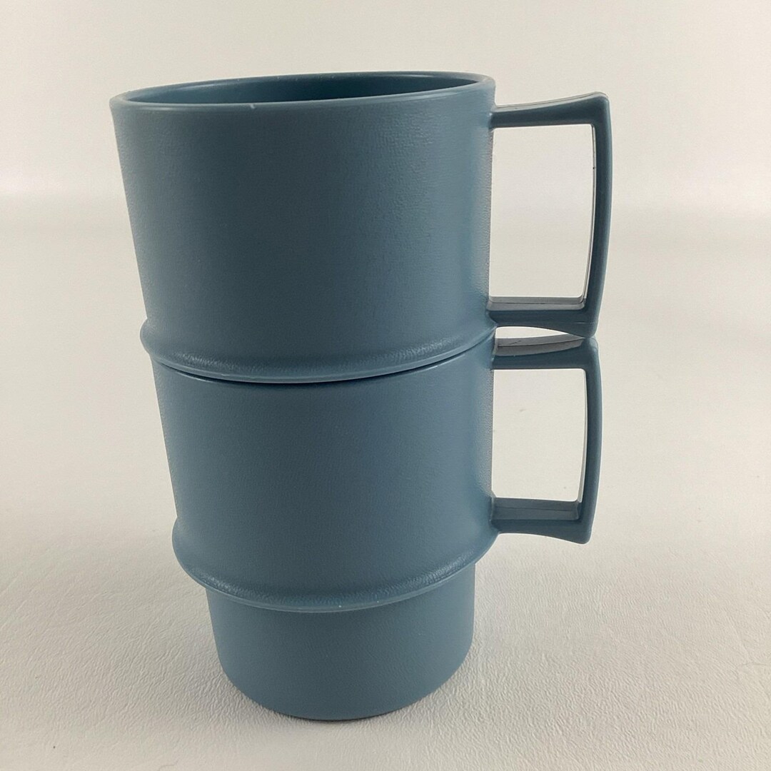 Tupperware Vintage Blue Tumblers Cups Stacking Mugs 1312-49 Durable ...