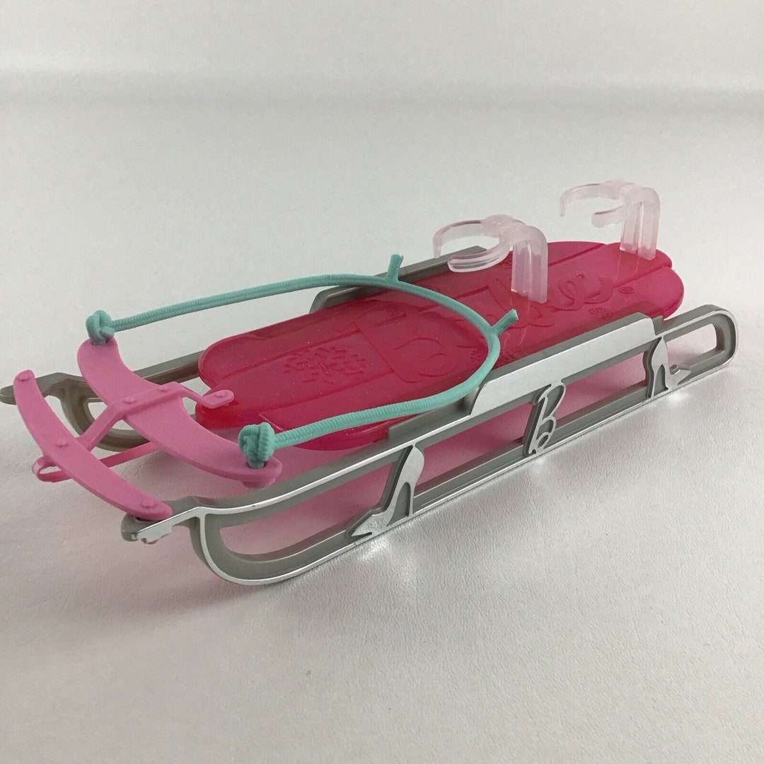 Barbie on the Go Sled Toboggan Doll Clips Winter Accessory Mattel Toy ...