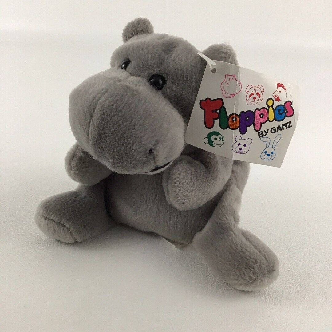 Ganz Floppies Elly Hippo Plush Bean Bag Stuffed Animal Toy Vintage 1996 ...