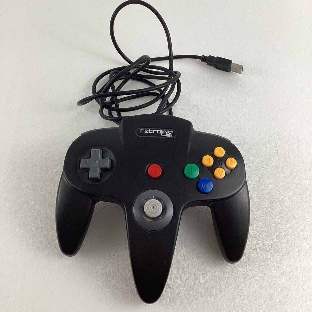 Retrolink N64 Classic Controller USB Black Joystick Precision Analog ...