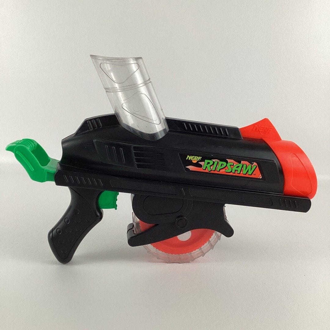 Nerf Ripsaw Soft Ball Blaster Weapon Gun Rapid Fire Vintage Kenner 1995 ...