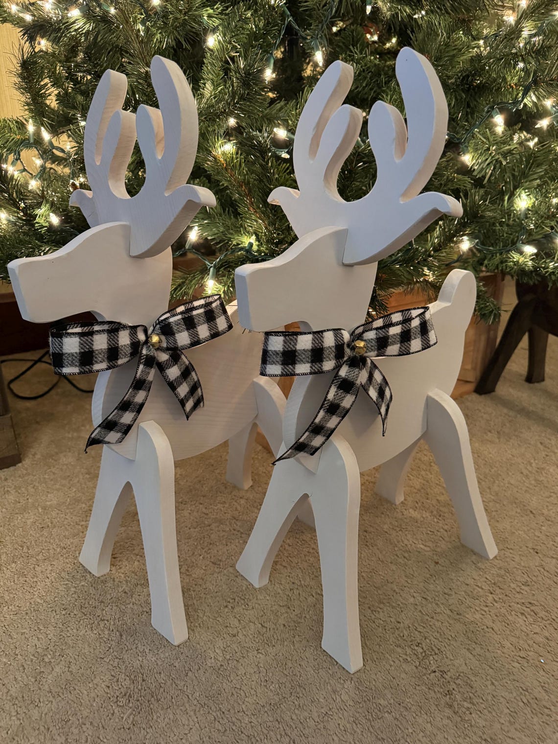 Handmade Rustic Wooden Reindeer Set: Holiday Porch Display, Poplar ...