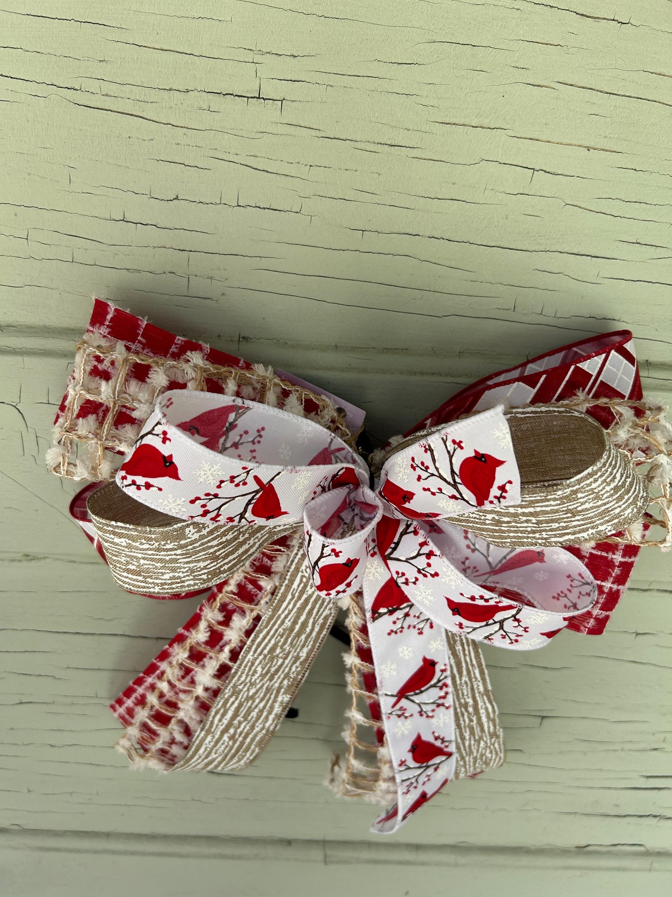 Cardinal Bow, Red Bird Bow, Cardinal Office Decor, Winter Bow for ...