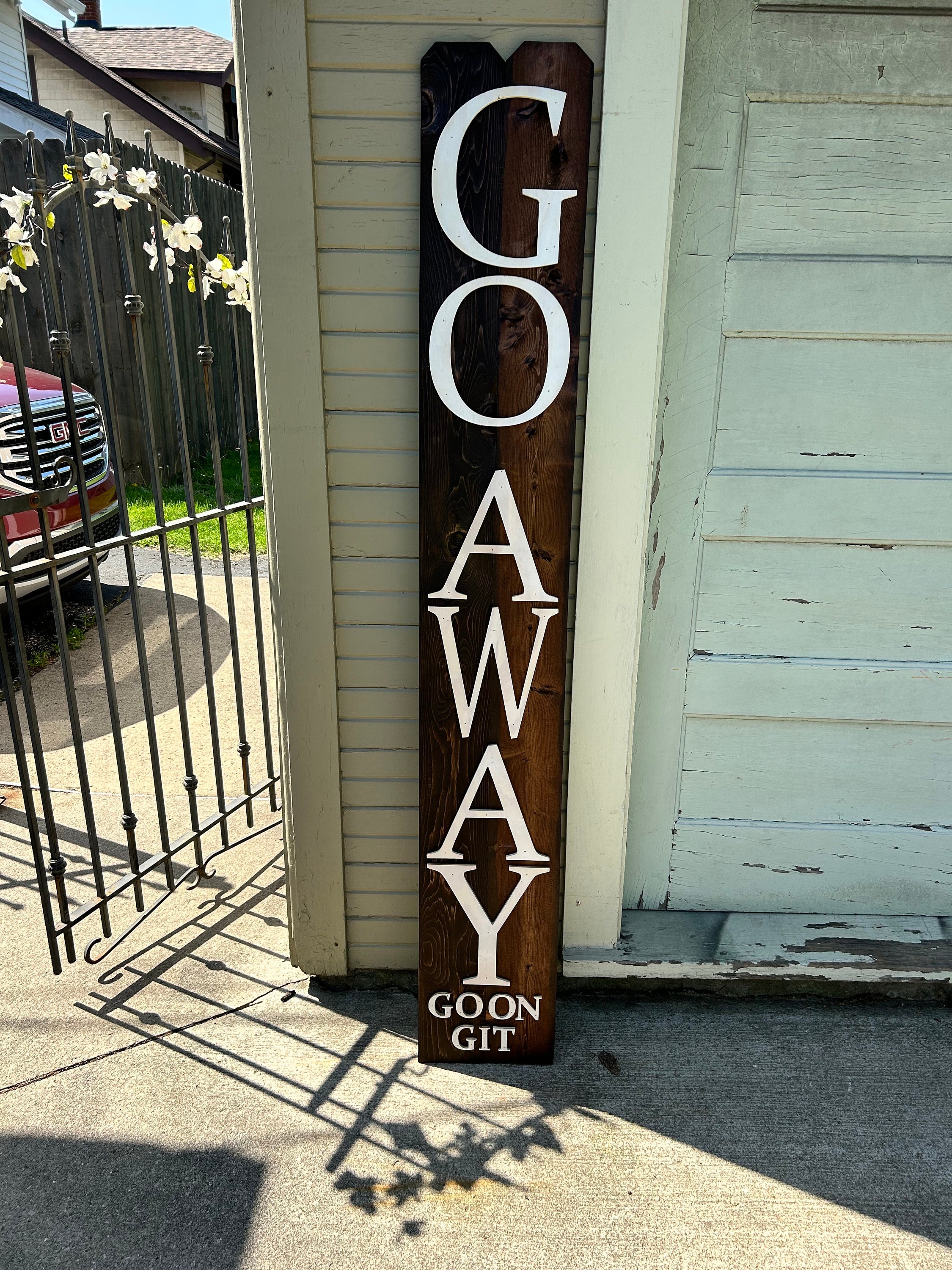 Large Welcome Signs,go Away, Front Porch Decor,front Porch,rustic ...