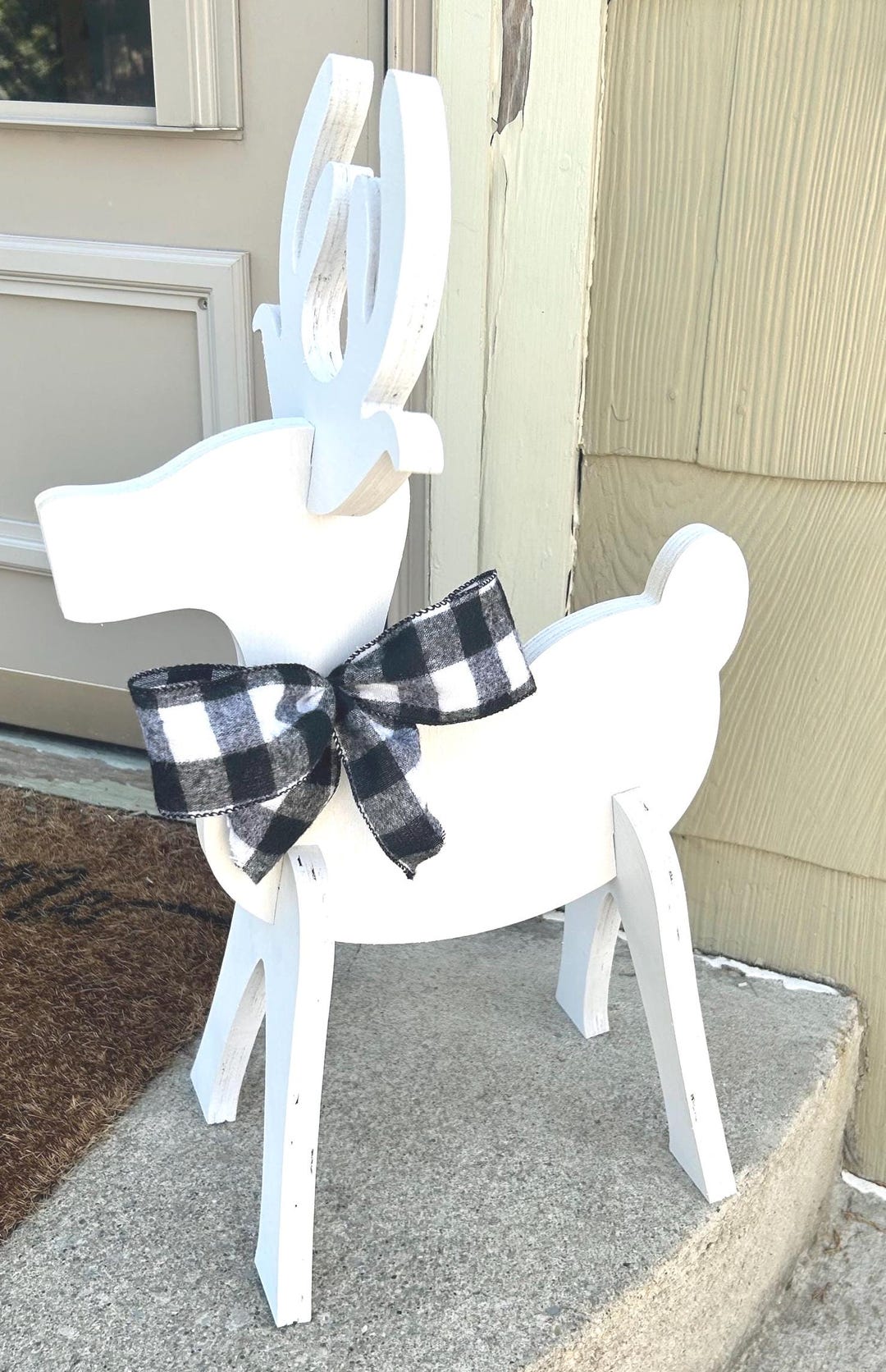 Handcrafted Wooden Reindeer, White Farmhouse Christmas Decor - Etsy