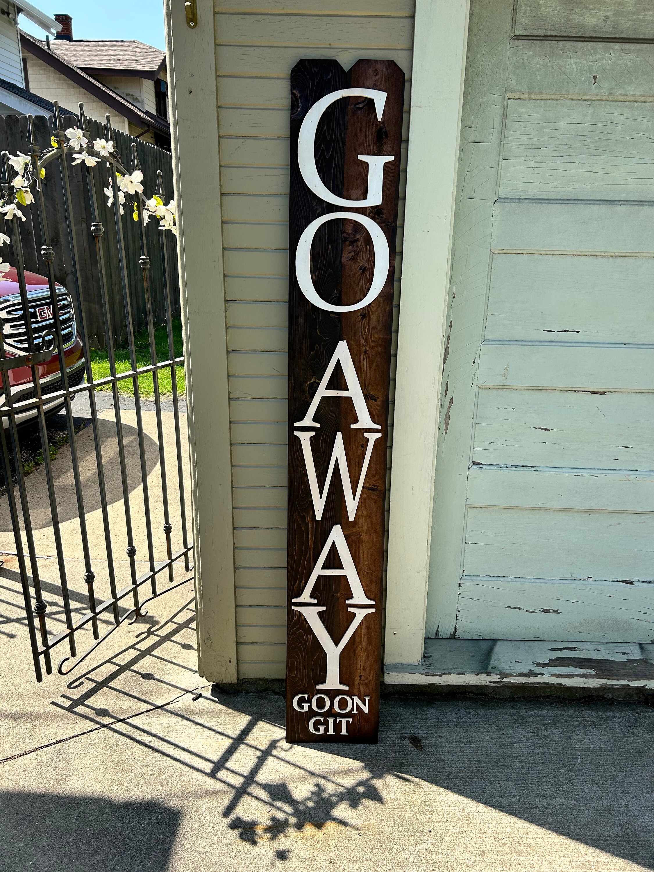 Large Welcome Signs,go Away, Front Porch Decor,front Porch,rustic ...