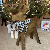 Set2 BIG Handmade Log Reindeer Rustic Holiday Centerpiece Log Deer ...