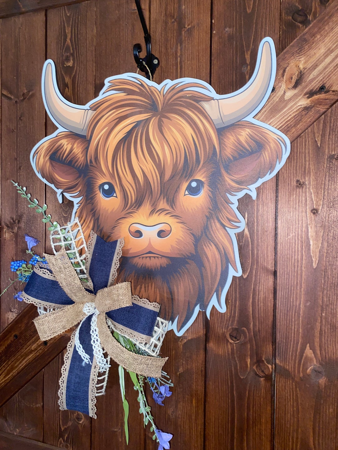 Mothers Day Gift, Highland Cow Door Hanger, Highland Cow Decor ...