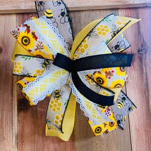 Sunflower Bow, Fall Bow, Bumble Bee Bow, Bee Bow, Sunflower & Bee Bow ...