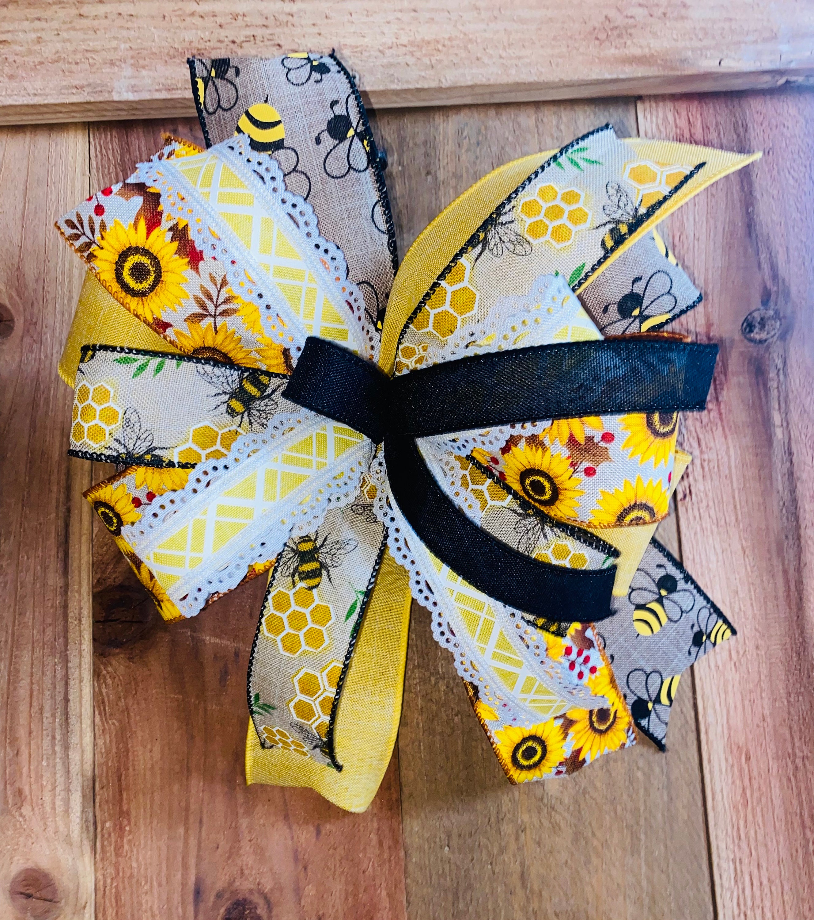 Sunflower Bow, Fall Bow, Bumble Bee Bow, Bee Bow, Sunflower & Bee Bow ...