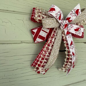 Cardinal Bow, Red Bird Bow, Cardinal Office Decor, Winter Bow for ...