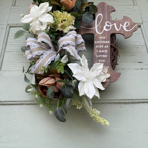Elegant Rustic Cross Wreath Christian Wall Decor Farmhousr Style Gift ...