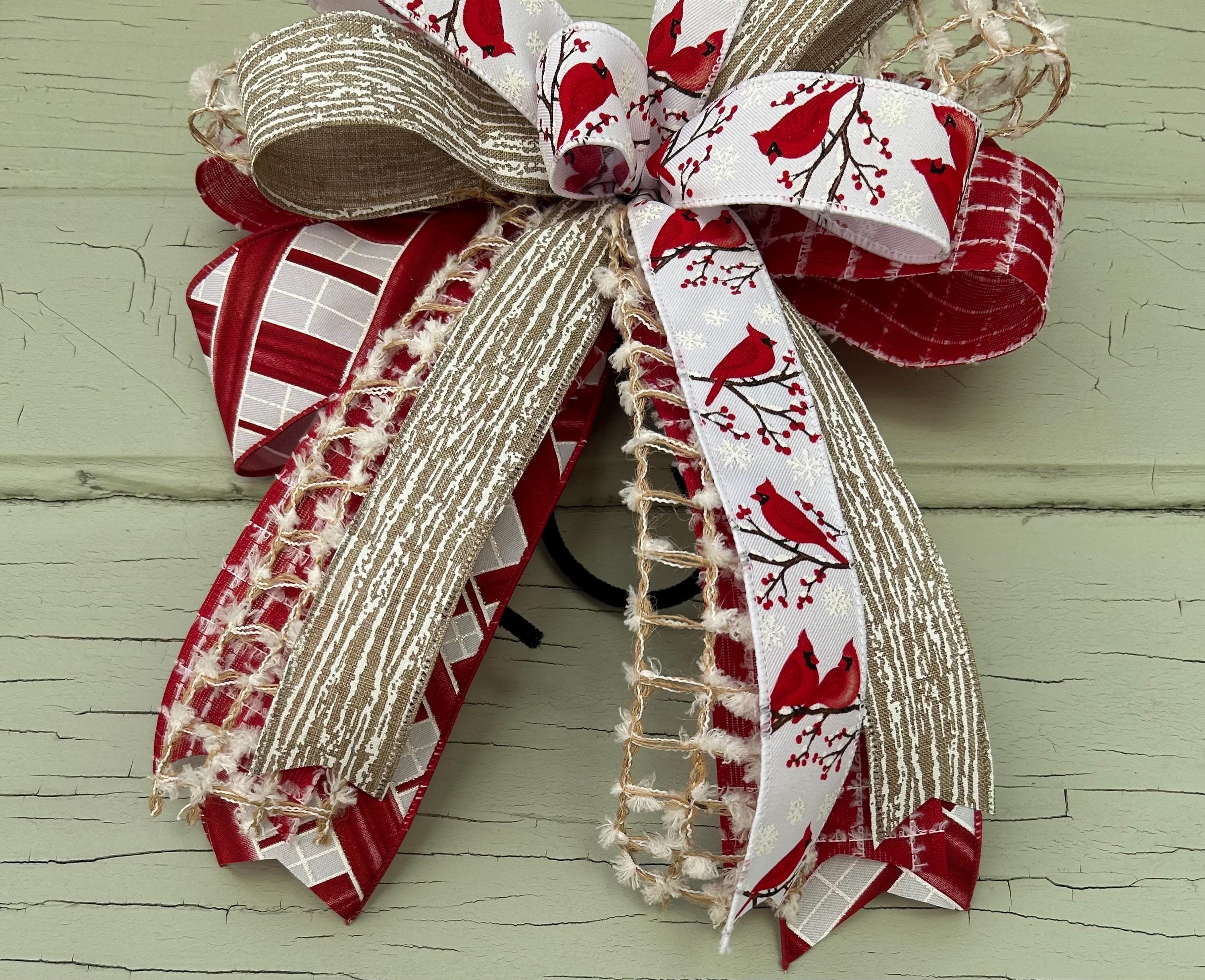 Cardinal Bow, Red Bird Bow, Cardinal Office Decor, Winter Bow for ...