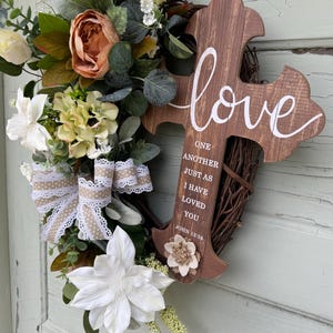 Elegant Rustic Cross Wreath Christian Wall Decor Farmhousr Style Gift ...