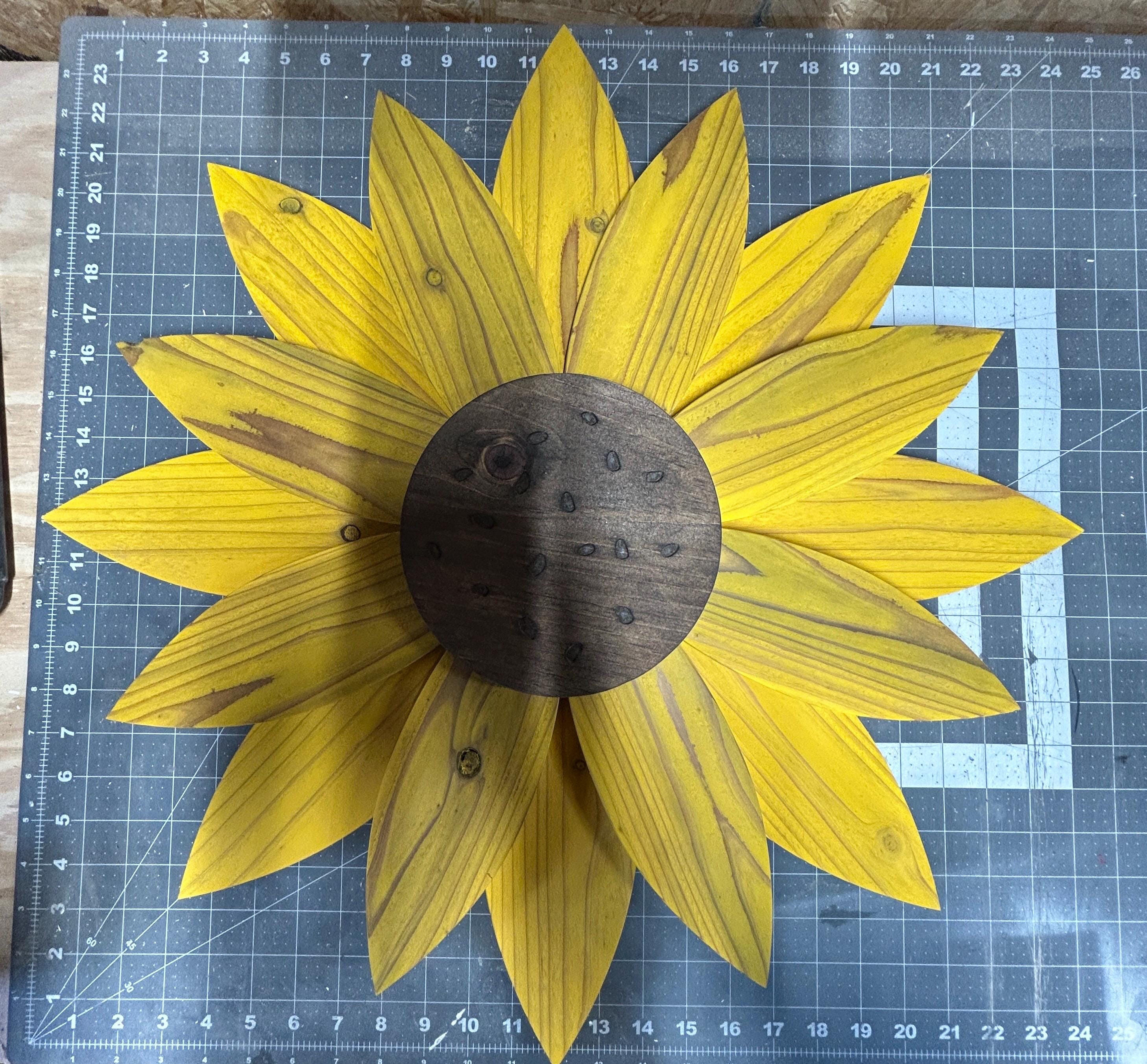 Wooden Sunflower Wall Decor, Large Stained Flower Sign - Etsy
