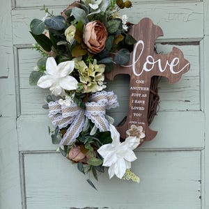 Elegant Rustic Cross Wreath Christian Wall Decor Farmhousr Style Gift ...