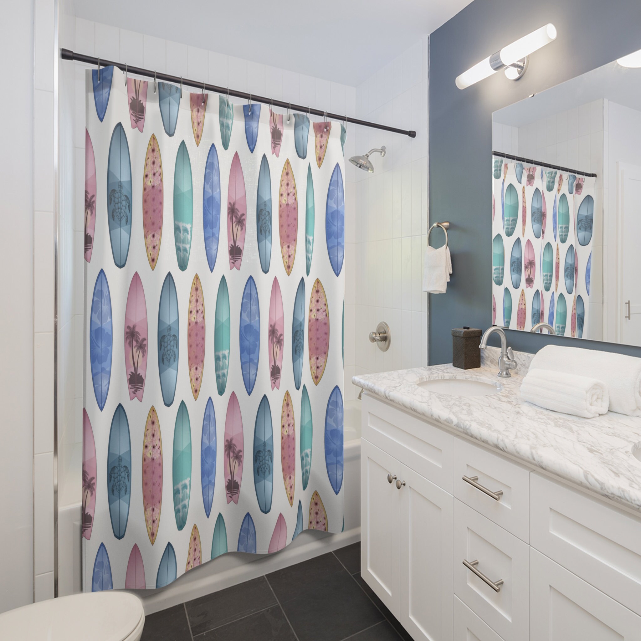 Multicolor Surfboard Shower Curtain / Home Decor / Bathroom Decor ...