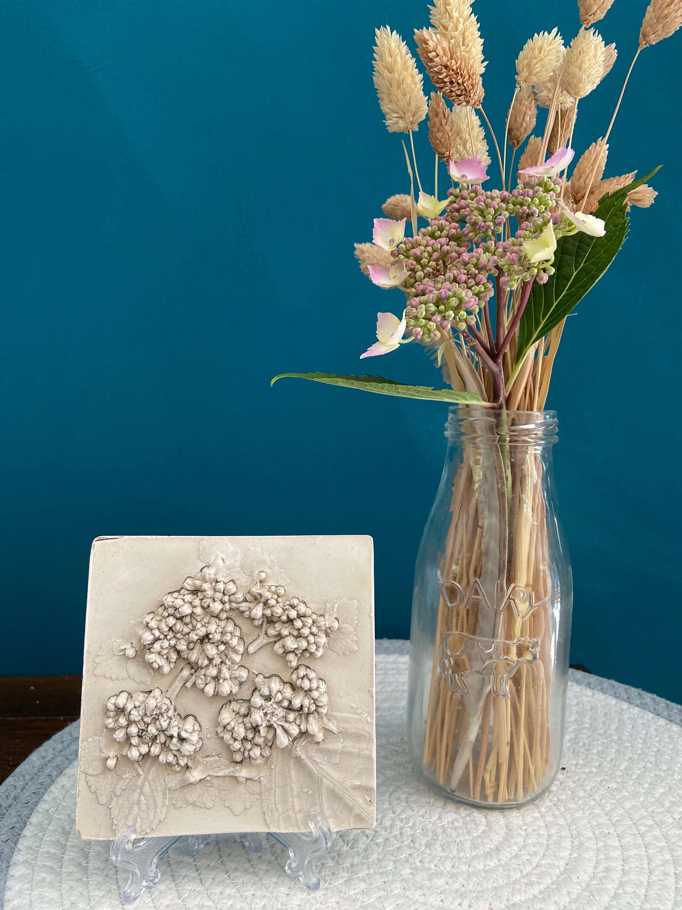 Hydrangea Decorative Plaster Tile Moulding. Calming Decor. Gift for Mum ...