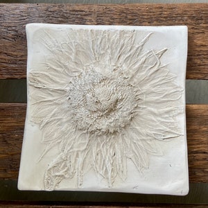 Cast Sunflower Bas-relief Decorative Plaster Tile. Calming Decor. Gift ...