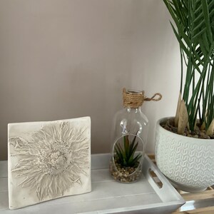 Cast Sunflower Bas-relief Decorative Plaster Tile. Calming Decor. Gift ...