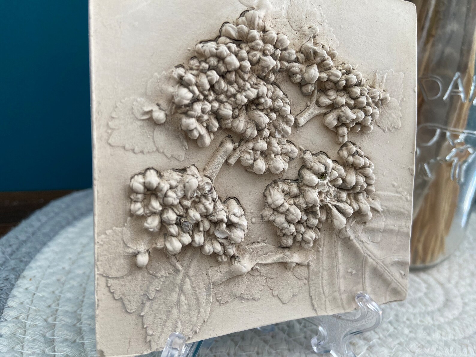 Hydrangea Decorative Plaster Tile Moulding. Calming Decor. Gift for Mum ...