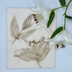 Lily Flower and Bud Bas-relief Decorative Plaster Tile. Calming Home ...