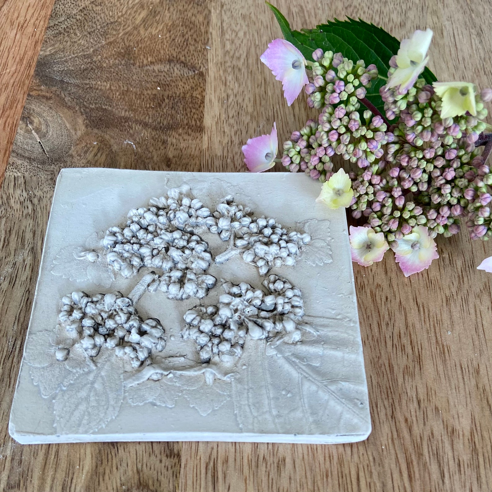 Hydrangea Decorative Plaster Tile Moulding. Calming Decor. Gift for Mum ...